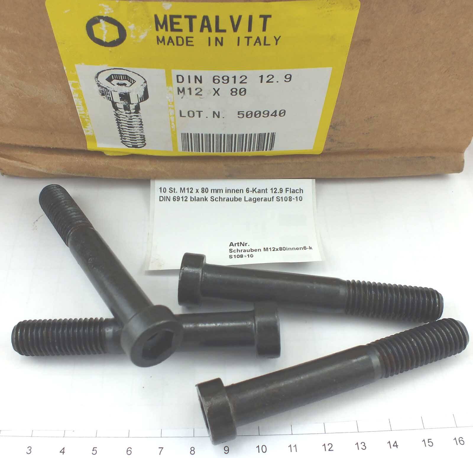 10 St. M12 x 80 mm innen 6-Kant 12.9 Flach DIN 6912 Schraube Lagerauf ...