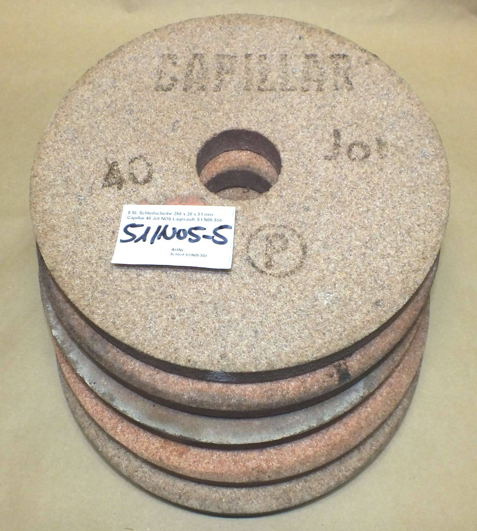 5 St. Schleifscheibe 250 x 20 x 51 mm Capillar 40 Jot NOS Lageraufl ...